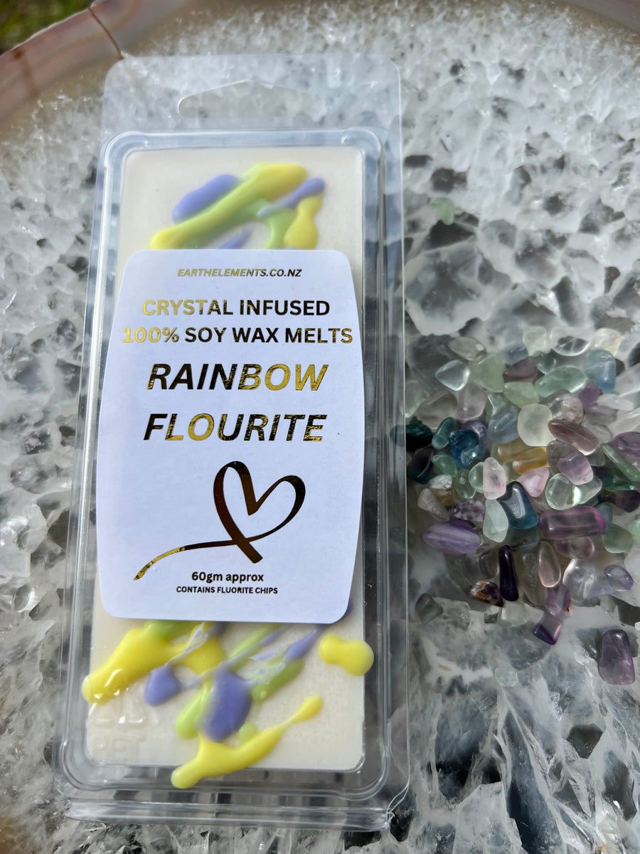 Crystal-Infused Soy Wax Melts | Rainbow Fluorite – Earth Elements NZ