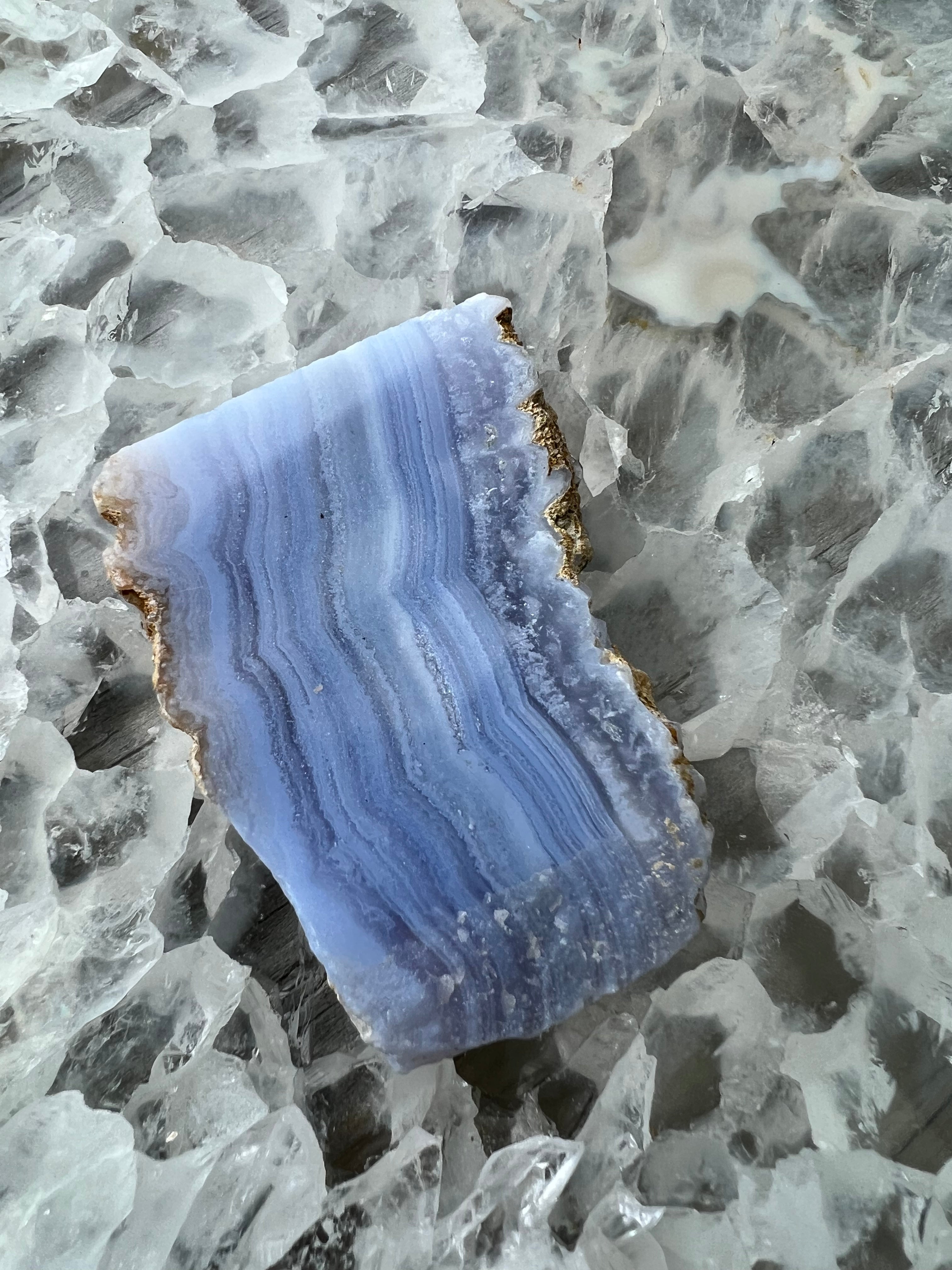 Blue Lace Agate slice – Earth Elements NZ