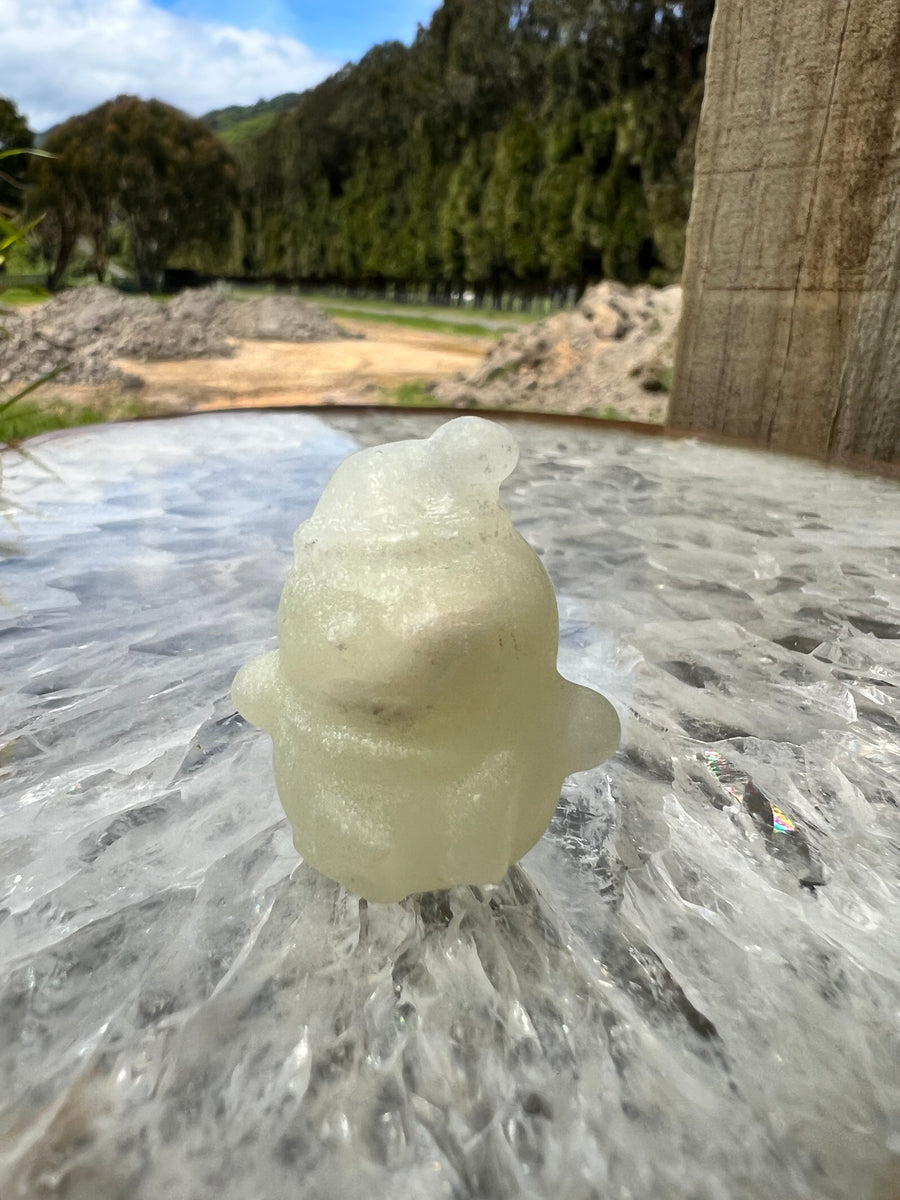Yellow + Green Calcite Christmas Snowman – Earth Elements NZ