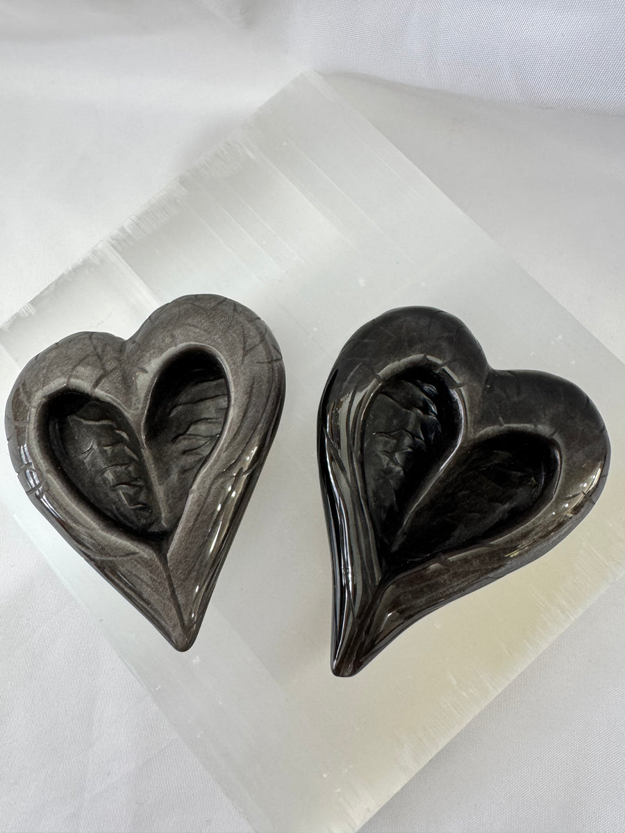 Silver Sheen Obsidian Angel Heart Wings – Earth Elements NZ